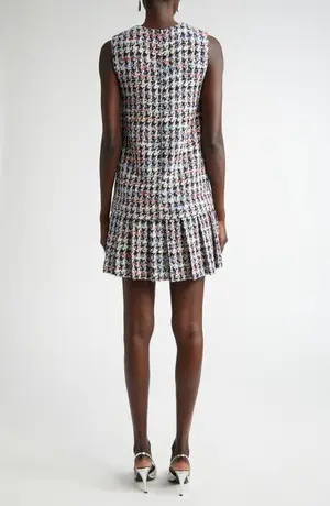 St. John Houndstooth Tweed Shift Mini Dress