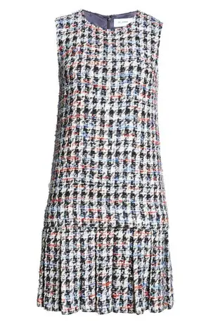 St. John Houndstooth Tweed Shift Mini Dress