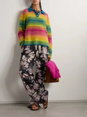 THE ELDER STATESMAN Blurry Stripe Oversized Sweater