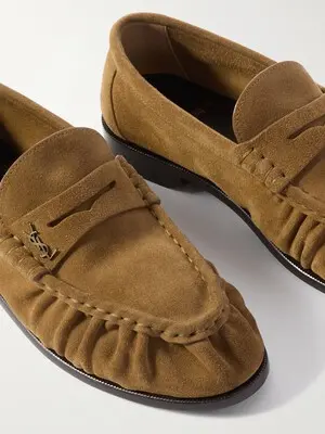Saint Laurent Le Loafer Suede Loafers - Brown