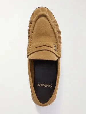 Saint Laurent Le Loafer Suede Loafers - Brown