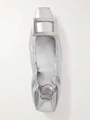 ROGER VIVIER Belle Vivier 25 Embellished Metallic Ballet Flats - Silver