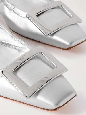 ROGER VIVIER Belle Vivier 25 Embellished Metallic Ballet Flats - Silver