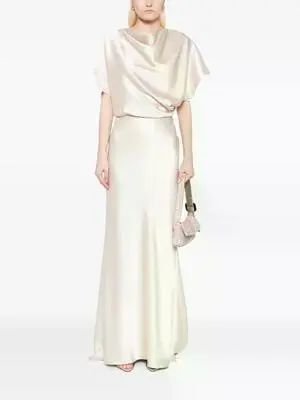 Amsale Draped Satin Gown - Neutrals