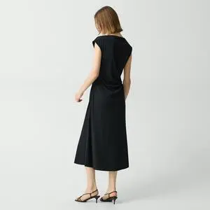 Theory Draped Boatneck Sheath Dress - Black