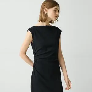 Theory Draped Boatneck Sheath Dress - Black
