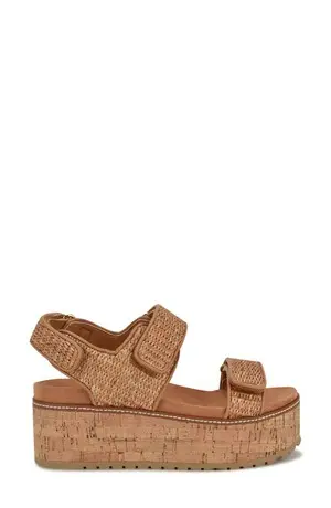 Nine West Heavin Platform Wedge Sandal - Dark Natural