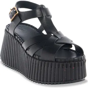 Chloé Nama Wedge Platform Sandal - Black