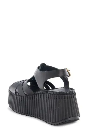 Chloé Nama Wedge Platform Sandal - Black