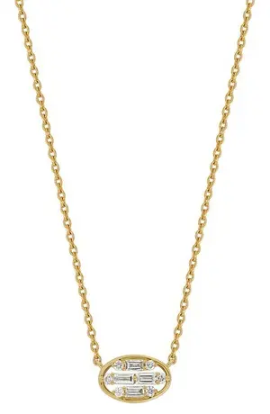 Bony Levy Mika Oval Diamond Cluster Bar Necklace - 18k Yellow Gold