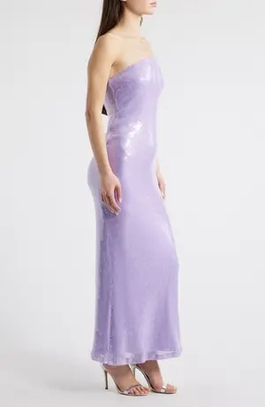 RARE LONDON Strapless Sequin Dress