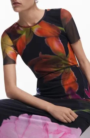 Desigual Floral Mesh Maxi Dress