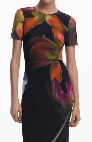 Desigual Floral Mesh Maxi Dress
