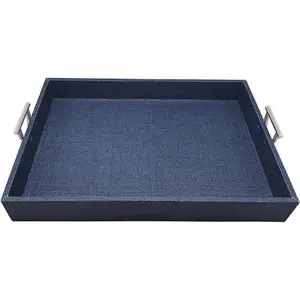 MARIPOSA Woven Textured Serving Tray - Blue