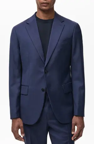 Mango MANGO Turin Solid Wool Sport Coat Ink Blue
