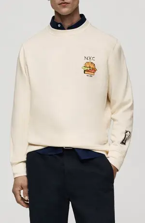 Mango Nyc Graphic Fleece Sweatshirt