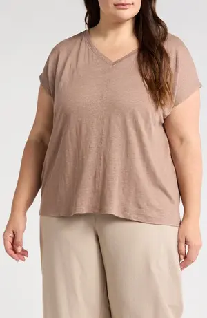 Eileen Fisher Organic Linen V-neck T-shirt