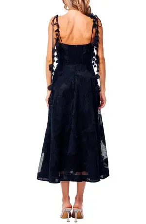 CIEBON Emilia Bustier Lace Midi Cocktail Dress