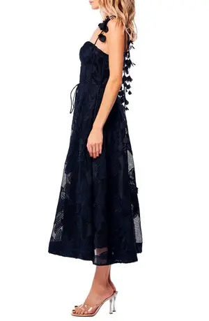CIEBON Emilia Bustier Lace Midi Cocktail Dress