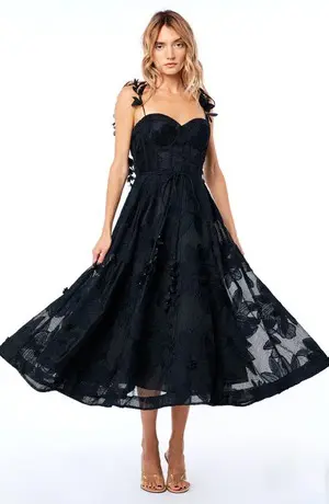 CIEBON Emilia Bustier Lace Midi Cocktail Dress