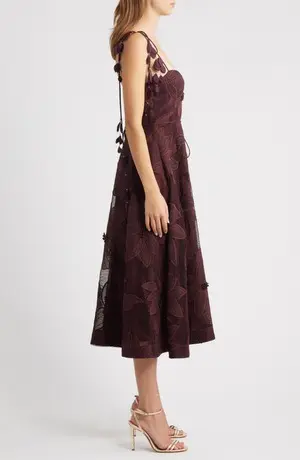 CIEBON Emilia Bustier Lace Midi Cocktail Dress