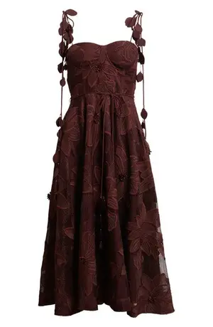 CIEBON Emilia Bustier Lace Midi Cocktail Dress