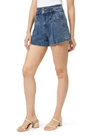 Habitual High Waist Pleat Front Denim Shorts