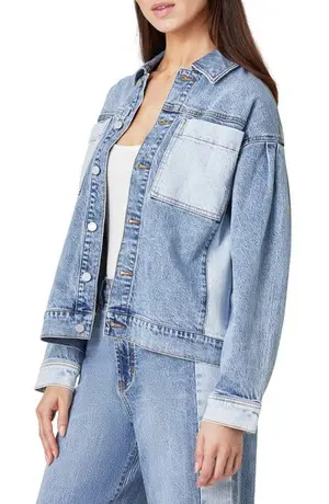 Habitual Colorblock Denim Trucker Jacket - Pacific