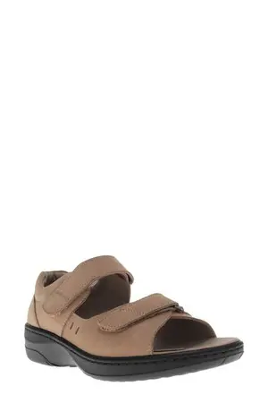 PROPET Gemma Leather Sandals - Dusty Taupe Nubuck
