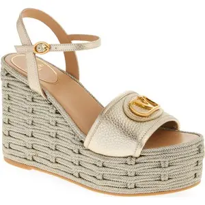 Valentino Garavani Vlogo Wedge Platform Sandal - Platino
