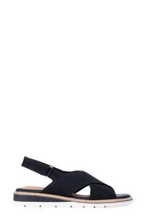 Me Too Azania Slingback Platform Wedge Slide Sandal - Black