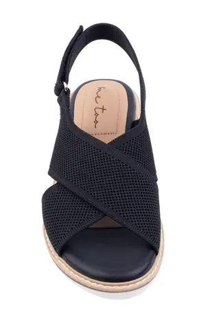 Me Too Azania Slingback Platform Wedge Slide Sandal - Black