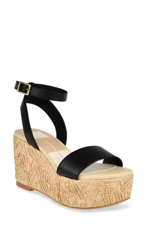 Dolce Vita Talisa Platform Wedge Sandal - Black Leather