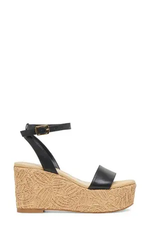 Dolce Vita Talisa Platform Wedge Sandal - Black Leather
