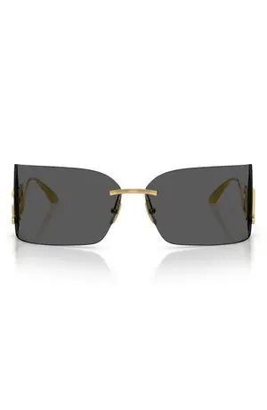 Dolce & Gabbana 79mm Oversized Rectangular Sunglasses - Gold / Dark Grey