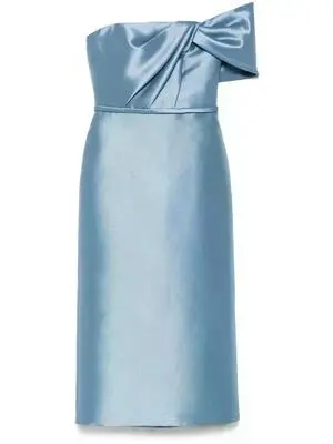 Amsale Bow Cocktail Dress - Blue
