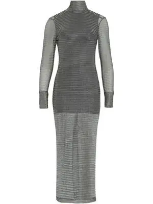 GLORIA COELHO Metallic-effect High-neck Dress
