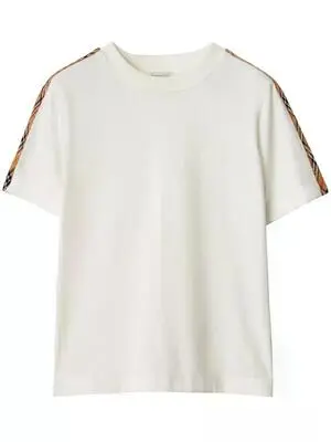 Burberry Checkered-trim T-shirt - Neutrals