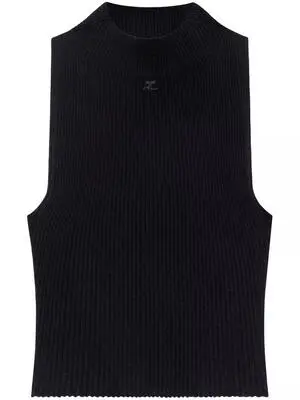 COURREGES Cropped Ribbed Tank Top