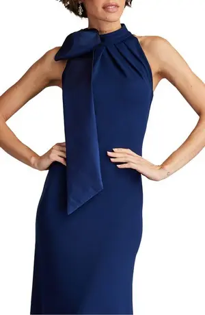 Tadashi Shoji Bow Neck Gown - Navy
