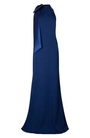 Tadashi Shoji Bow Neck Gown - Navy