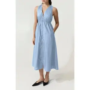 Deluc Déluc. Rubbens Front Zip Sleeveless Maxi Dress - Light Blue