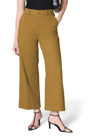 Spanx Wide Leg Crop Stretch Twill Pants - Flax