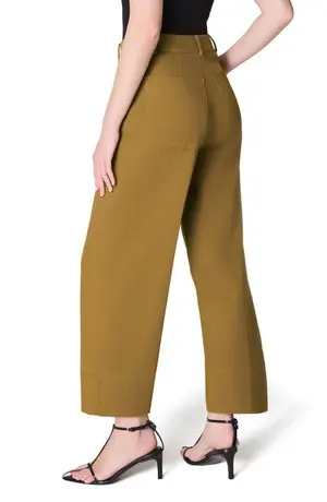 Spanx Wide Leg Crop Stretch Twill Pants - Flax