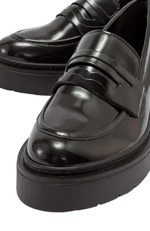 PROLOGUE SHOES Forever & Always Shoes Josie Platform Loafer - Black Patent Faux Leather