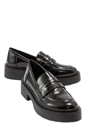 PROLOGUE SHOES Forever & Always Shoes Josie Platform Loafer - Black Patent Faux Leather