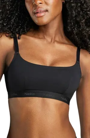 SIELLA Organic Cotton Scoop Neck Bra - Black