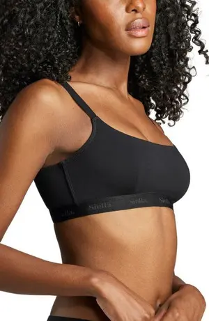 SIELLA Organic Cotton Scoop Neck Bra - Black