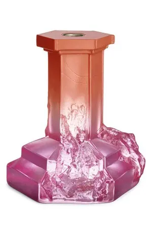KOSTA BODA Rocky Baroque Large Crystal Candlestick - Dusty Rose