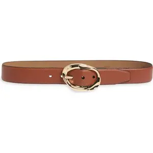 Nordstrom Cora Oval Buckle Leather Belt - Rust Bisque- Gold
